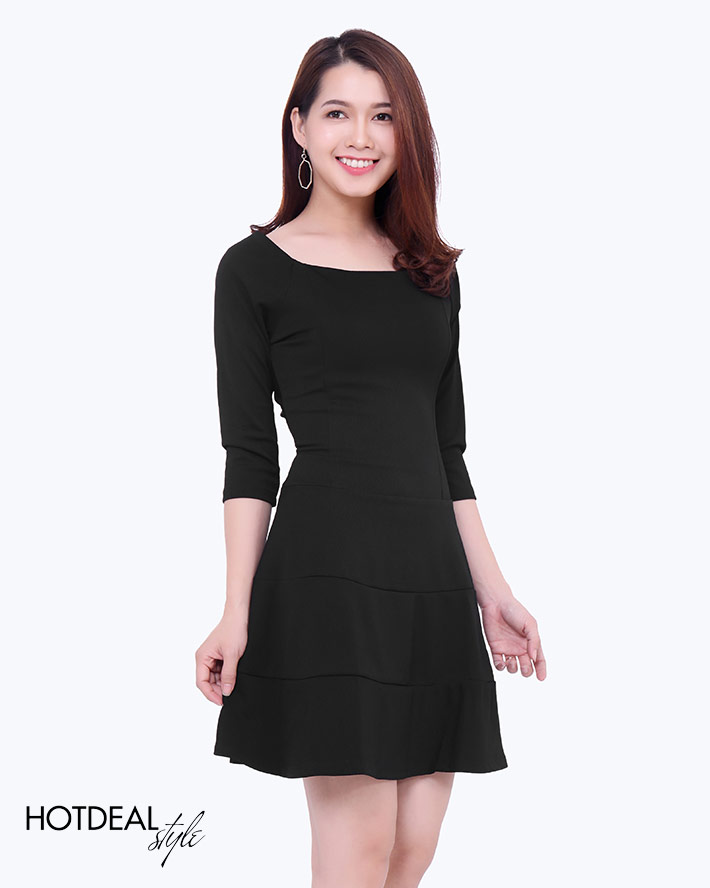 Đầm Xòe Rã Tầng Tay Raplan