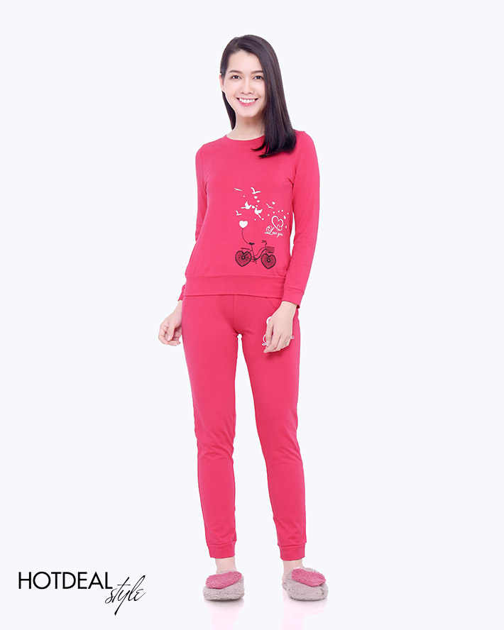 Bộ Mặc Nhà Dài In Xe Đạp